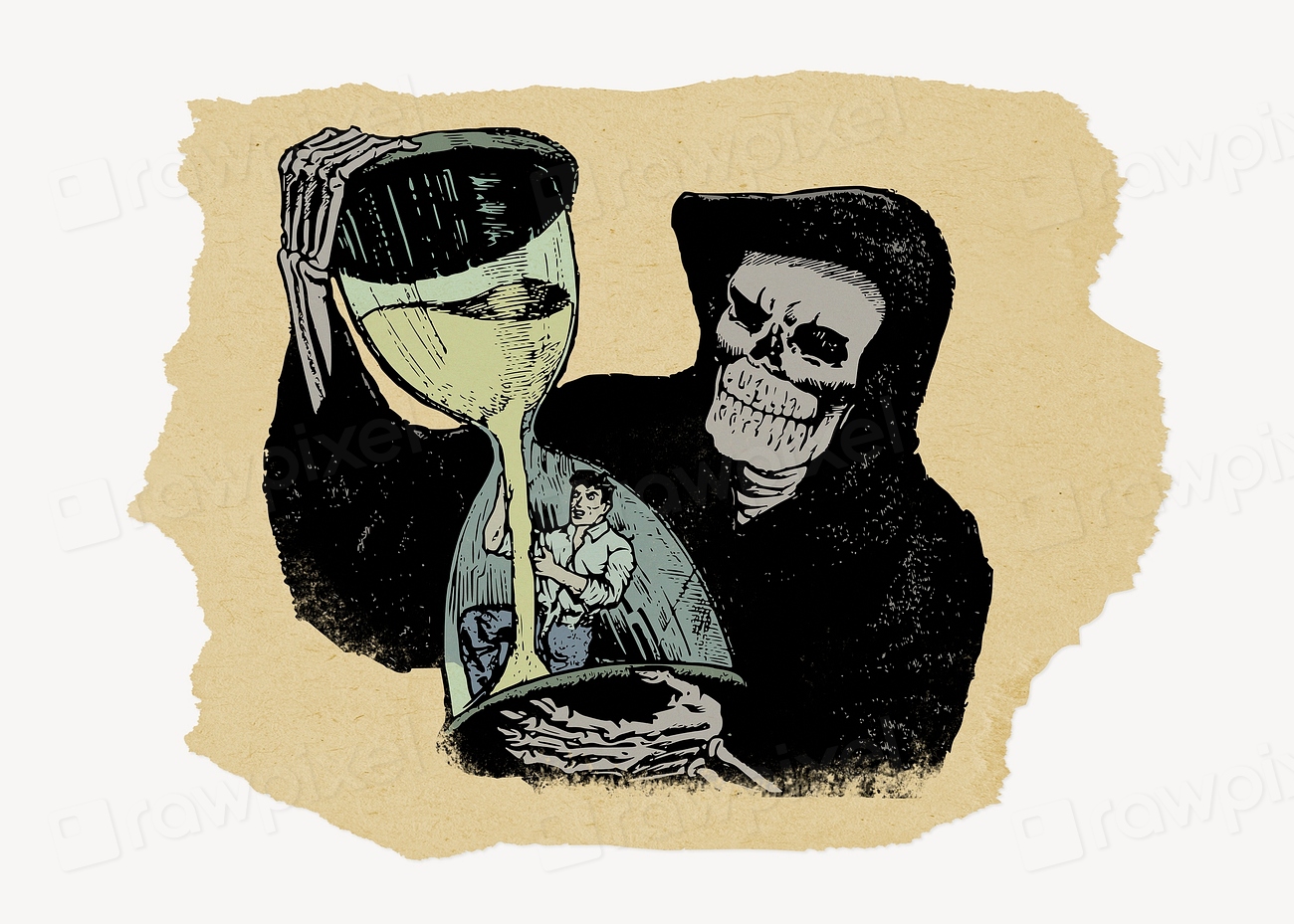 Grim Reaper holding hourglass, ripped | Free Photo Illustration - rawpixel