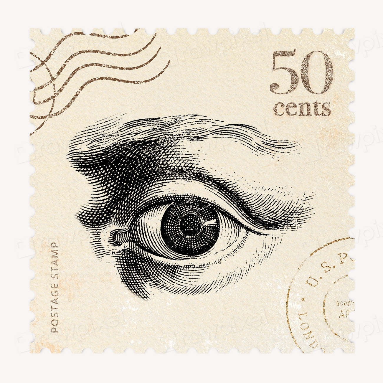 Eye Postage Stamp Monochrome Illustration Free Photo Rawpixel