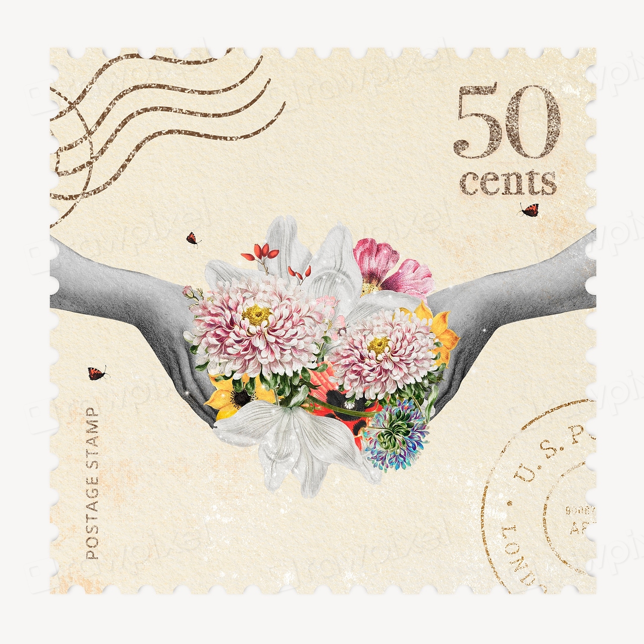 Postage stamp, flower blooming collage | Free Photo - rawpixel