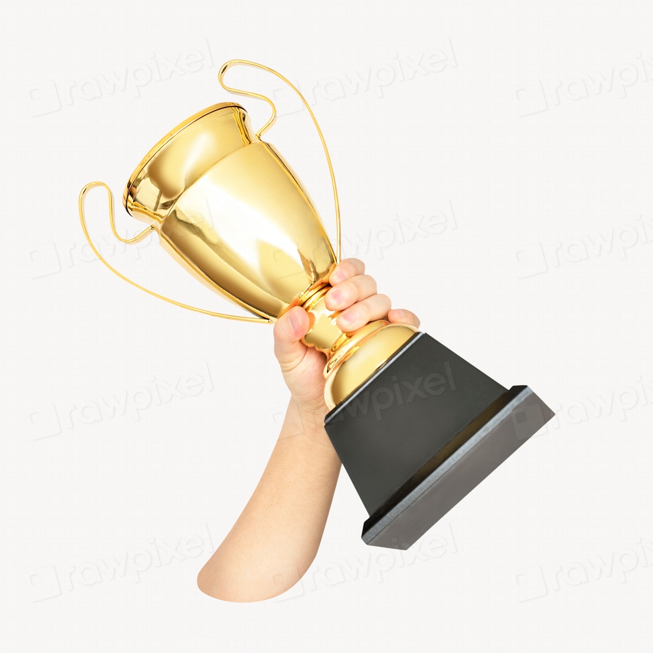 Hand Holding Gold Trophy Isolated Free Photo Rawpixel