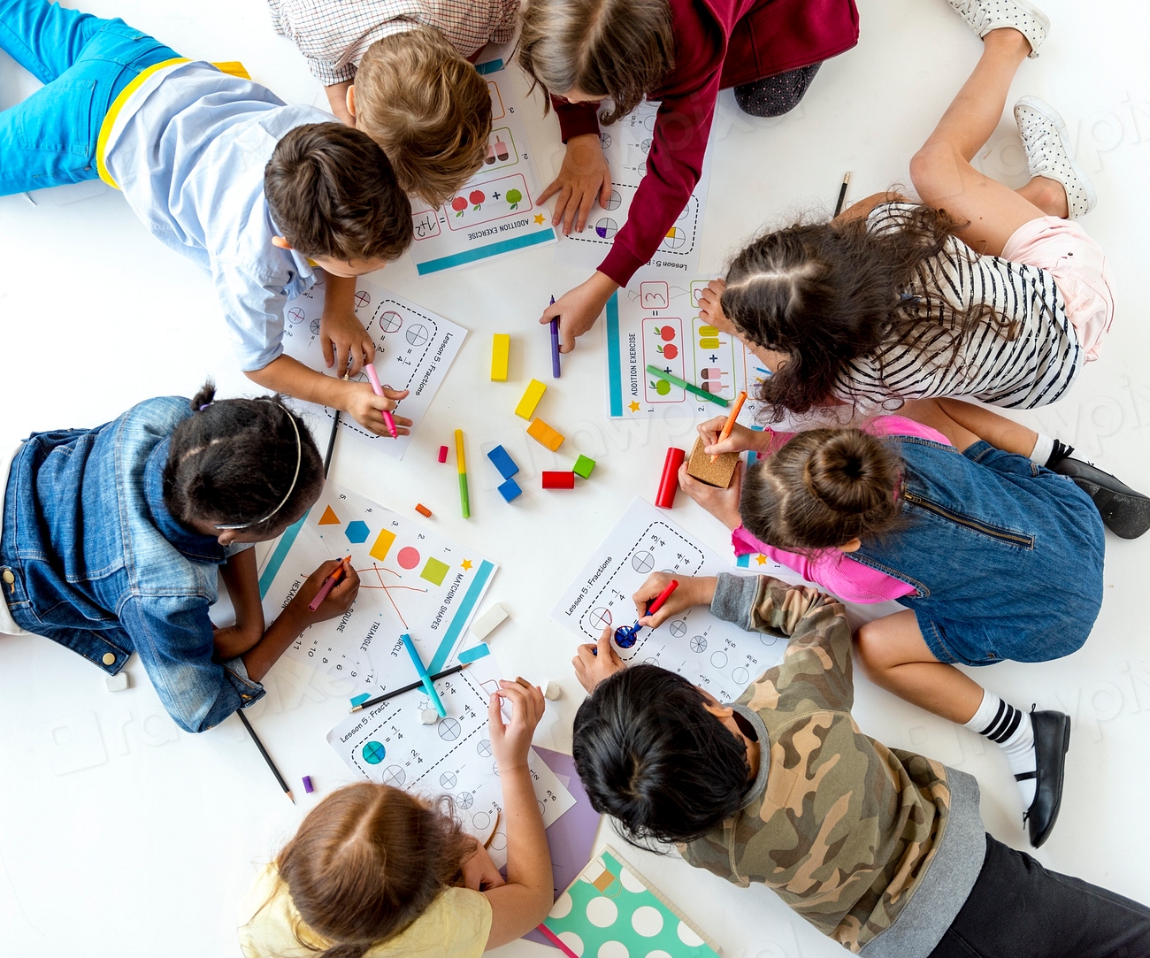 Group kids writing studying math | Free Photo - rawpixel