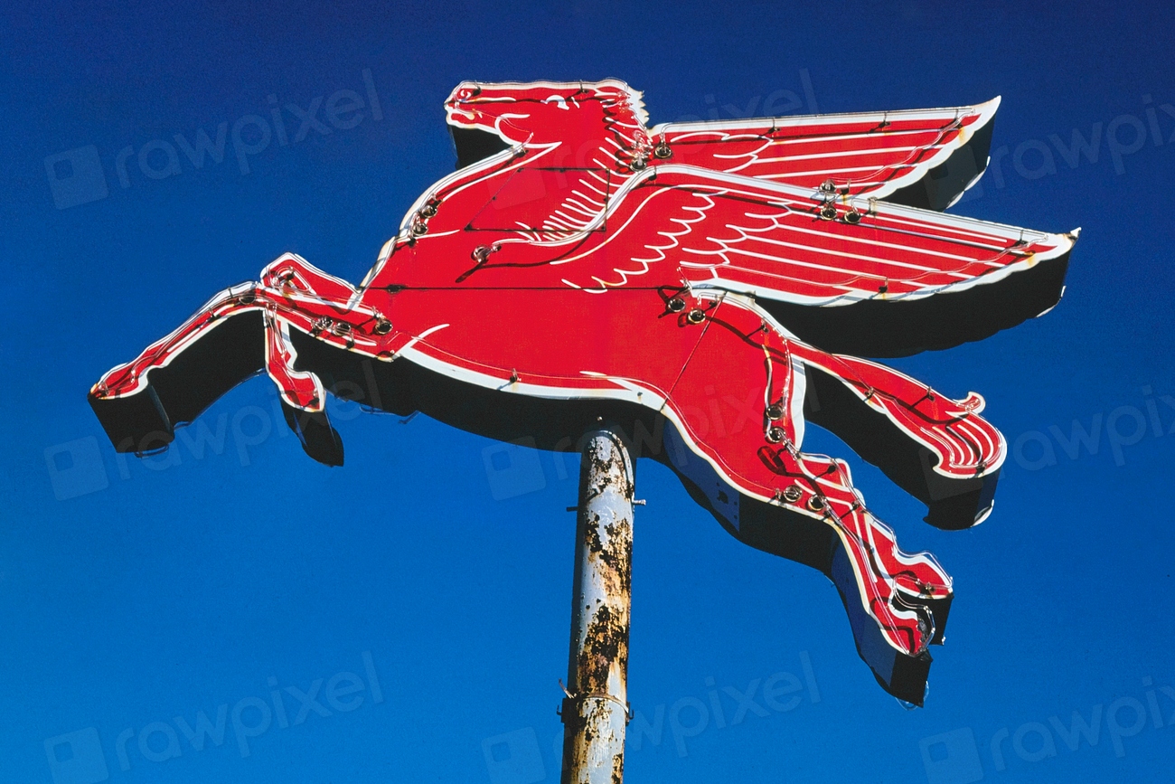 Mobil flying red horse sign | Free Photo - rawpixel