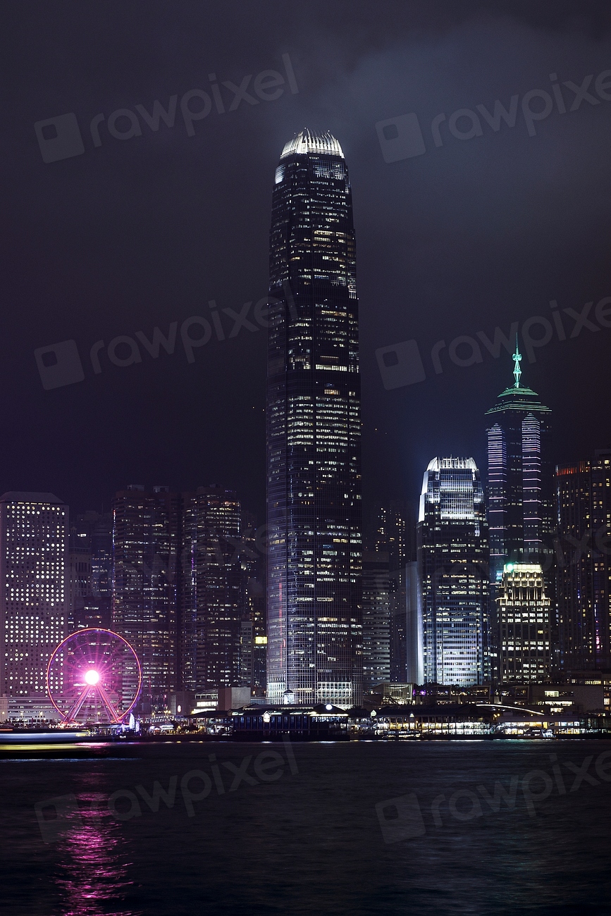 Night view Victoria Harbor, Hong | Premium Photo - rawpixel