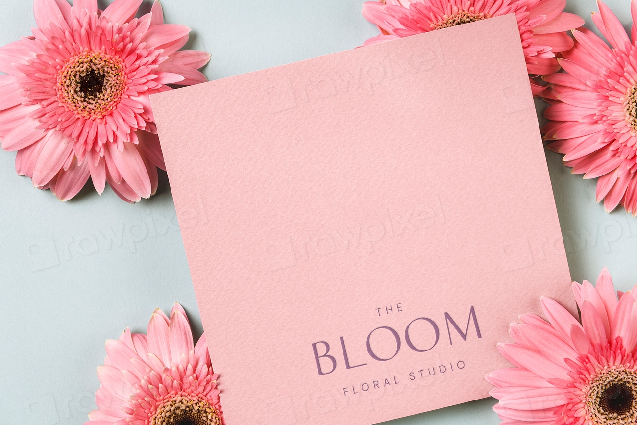 Pink card mockup, flat lay | Premium PSD Mockup - rawpixel