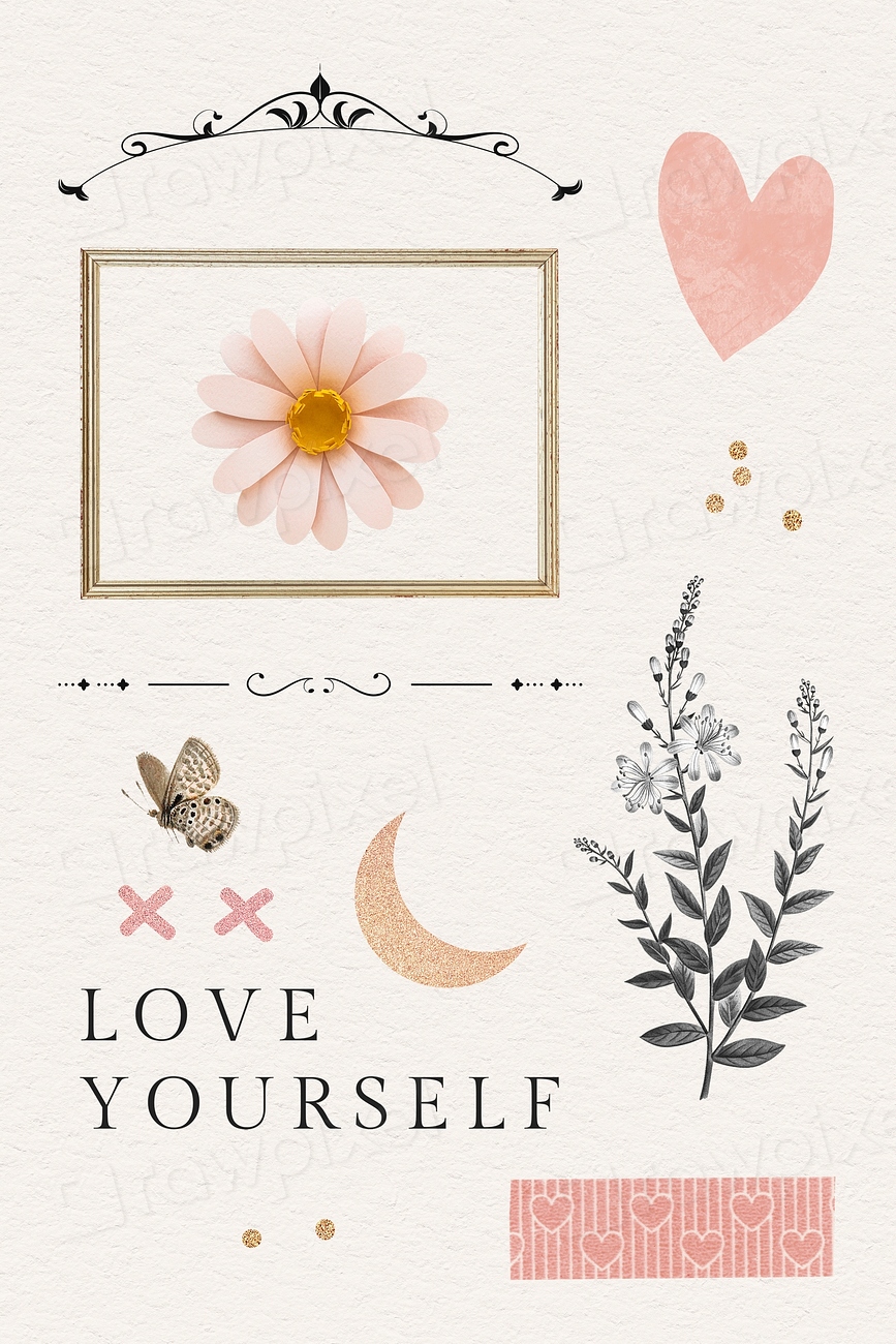 Cute feminine stickers pack illustration | Premium PSD - rawpixel