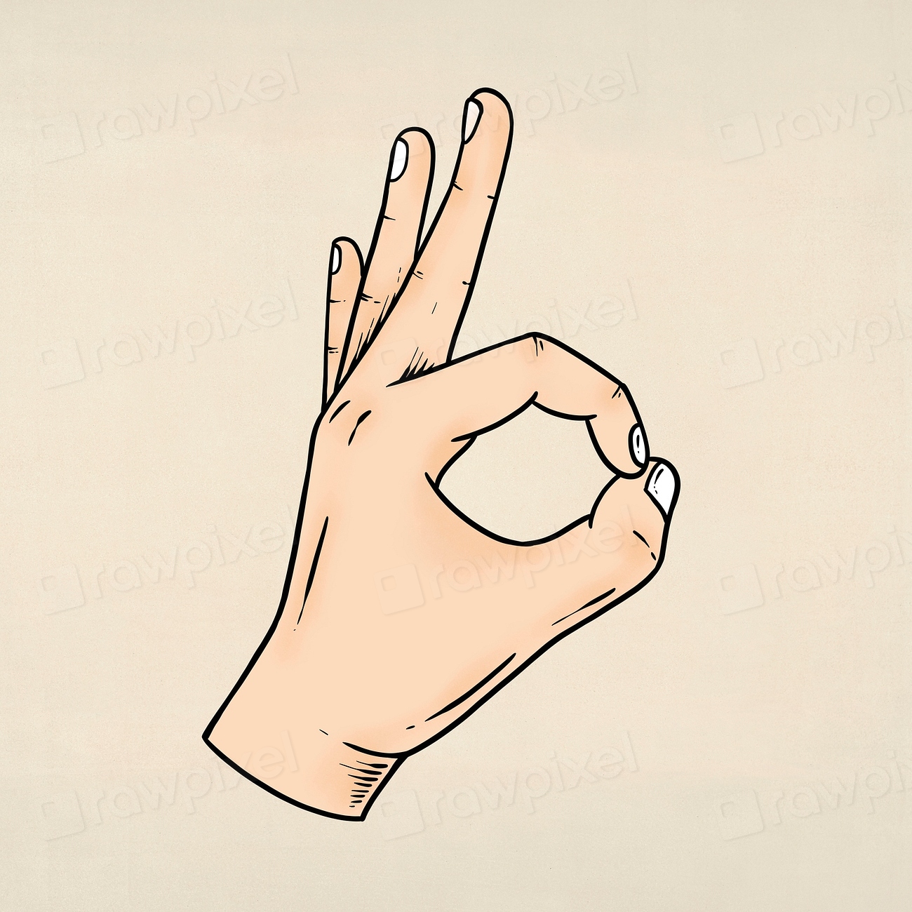 Ok hand sign drawing design | Premium PSD Illustration - rawpixel