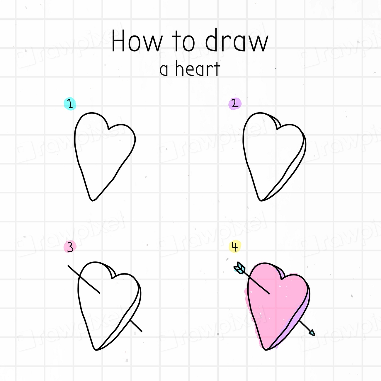 How draw heart doodle tutorial | Premium Vector - rawpixel