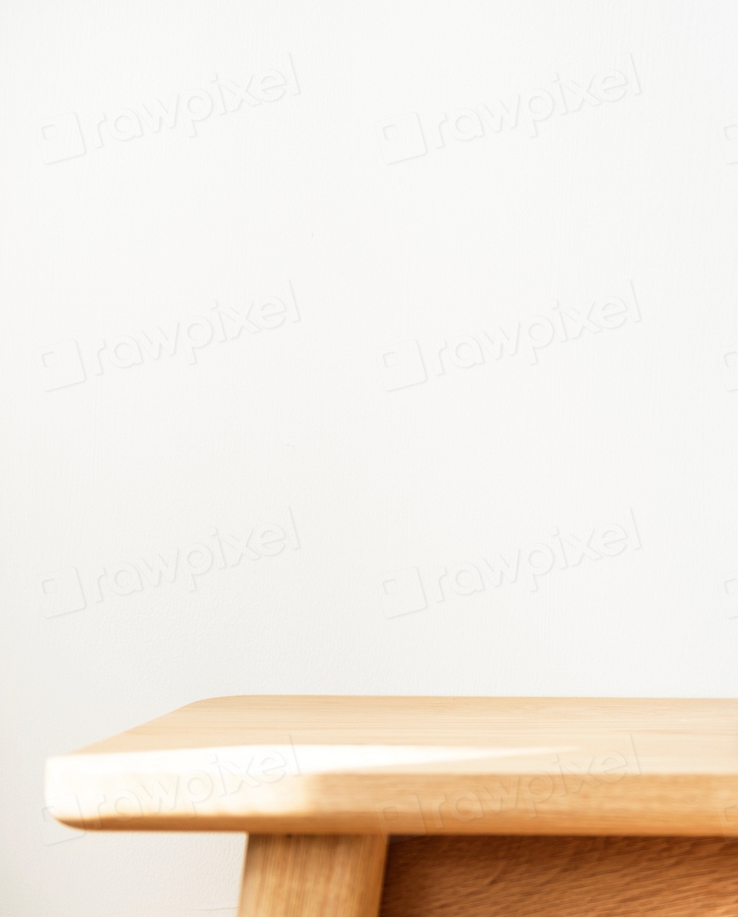 White wall wooden table product | Premium Photo - rawpixel