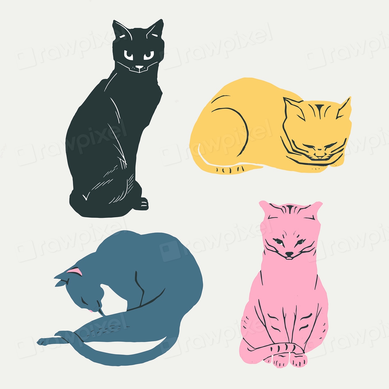 Vintage cat animal vector hand | Premium Vector - rawpixel