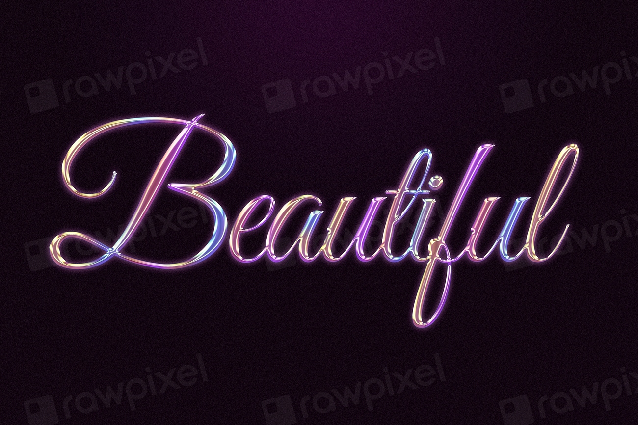 Beautiful word colorful embossed chrome | Free Photo - rawpixel