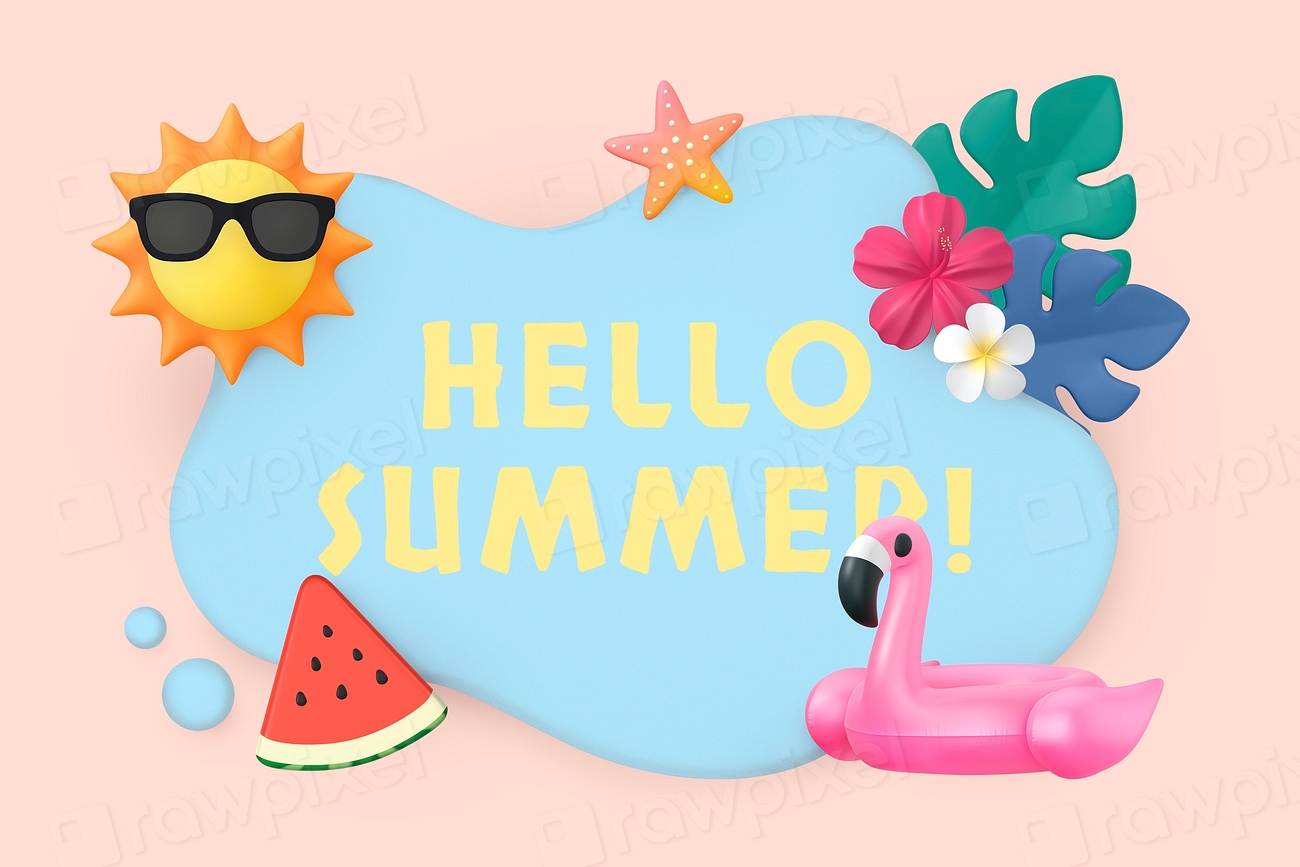 Tropical frame, 3D summer & | Premium PSD Illustration - rawpixel
