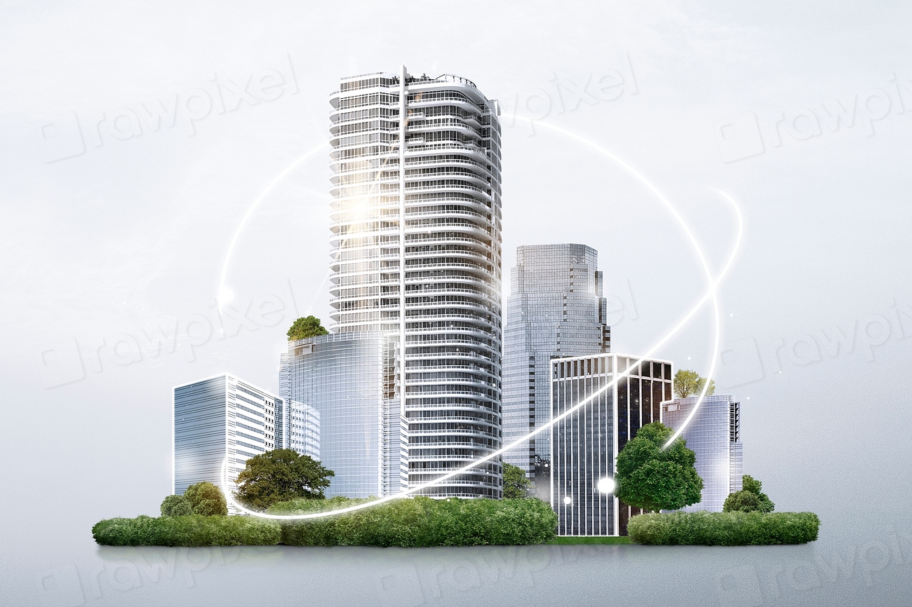 Connected office buildings, skyline background | Premium Photo - rawpixel