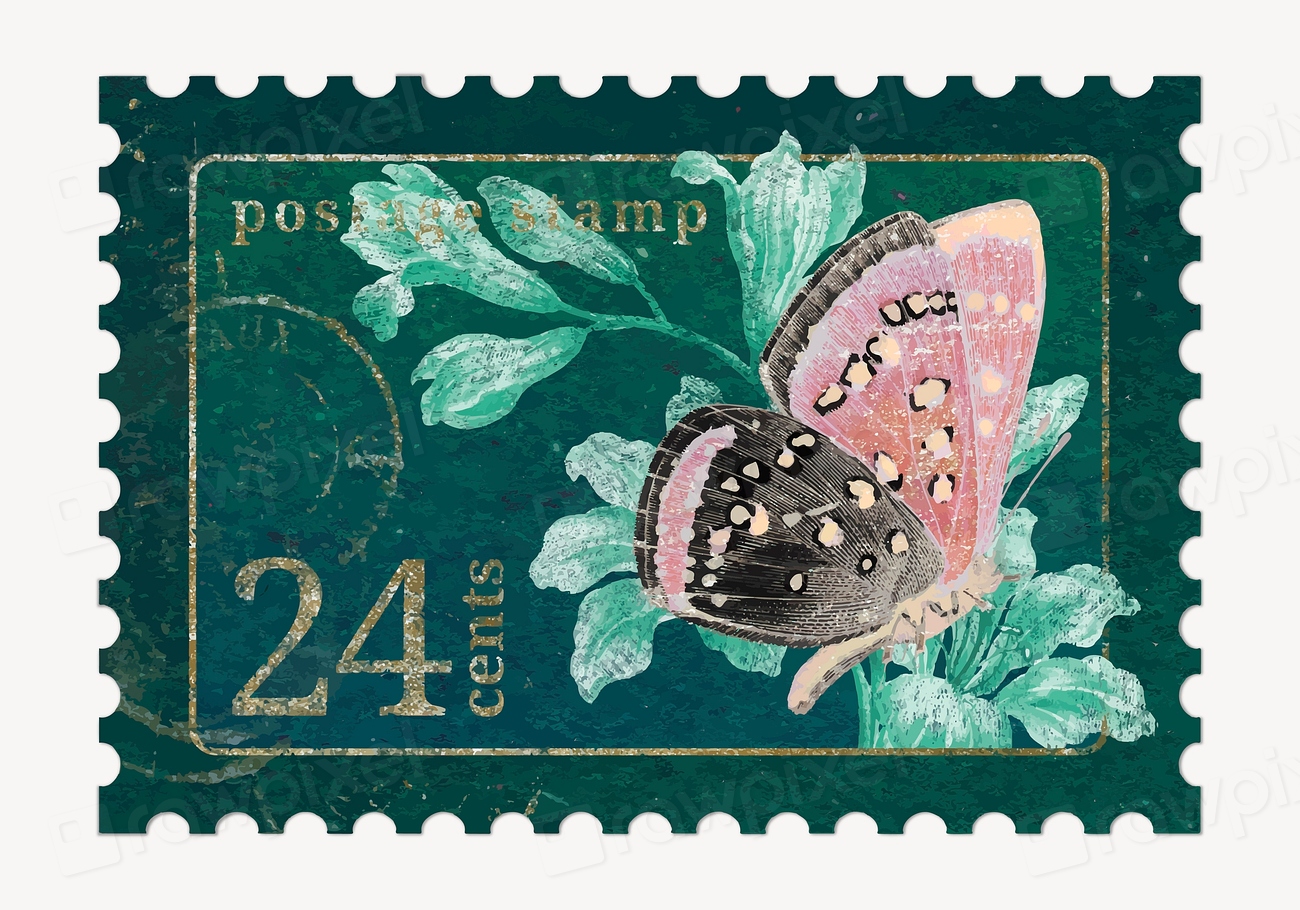 Butterfly postage stamp graphic, aesthetic | Premium Vector - rawpixel