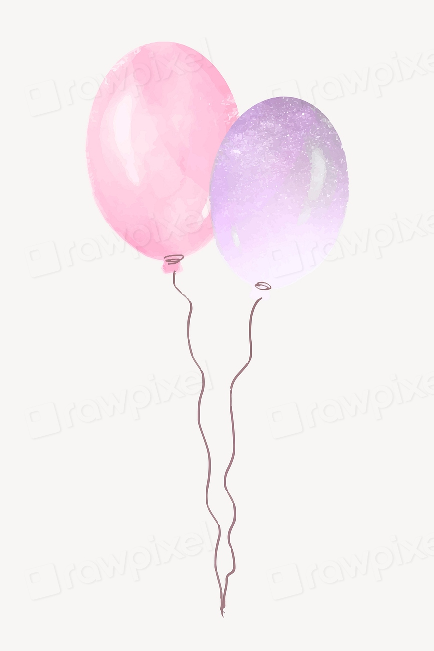 Cute balloons sticker, watercolor design | Premium Vector - rawpixel
