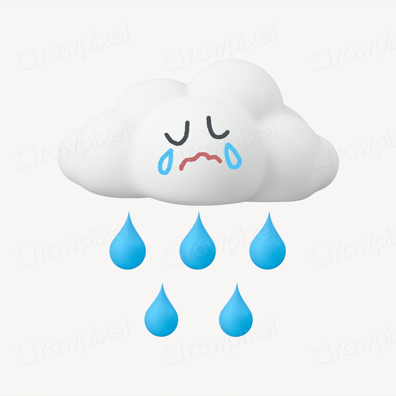 Crying face cloud sticker, 3D | Premium PSD - rawpixel