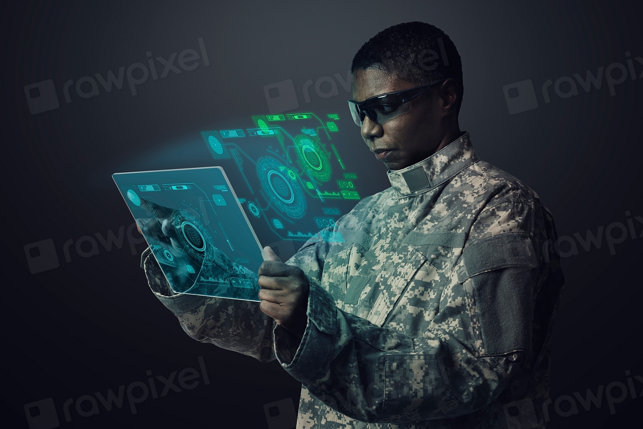 Military officer using transparent tablet | Premium Photo - rawpixel