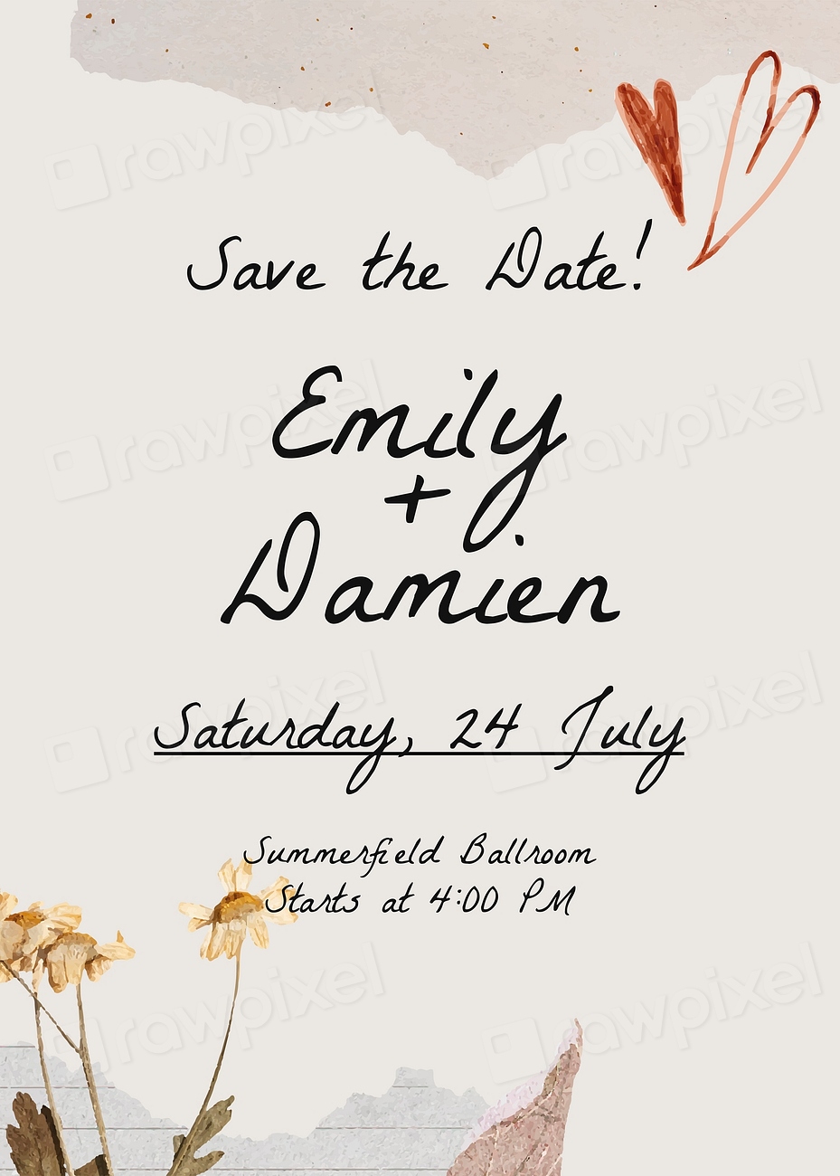 Aesthetic wedding invitation template, Autumn | Premium Vector Template ...