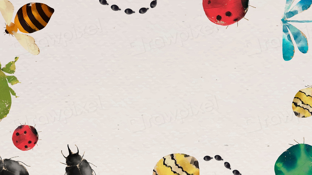 Insects watercolor border design beige | Premium Vector - rawpixel