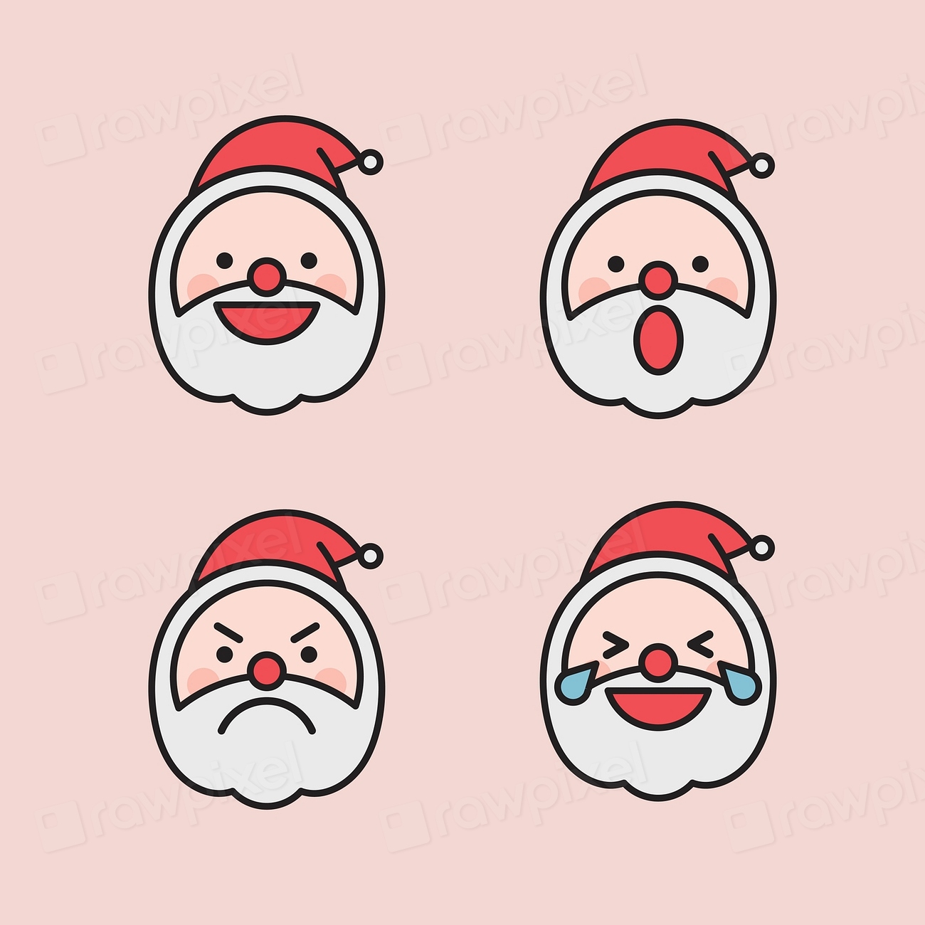 Santa emoticon set isolated pink | Premium Vector - rawpixel