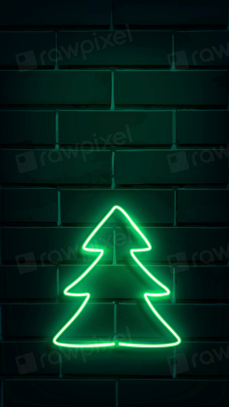 Christmas tree neon sign on a dark | Premium Vector - rawpixel
