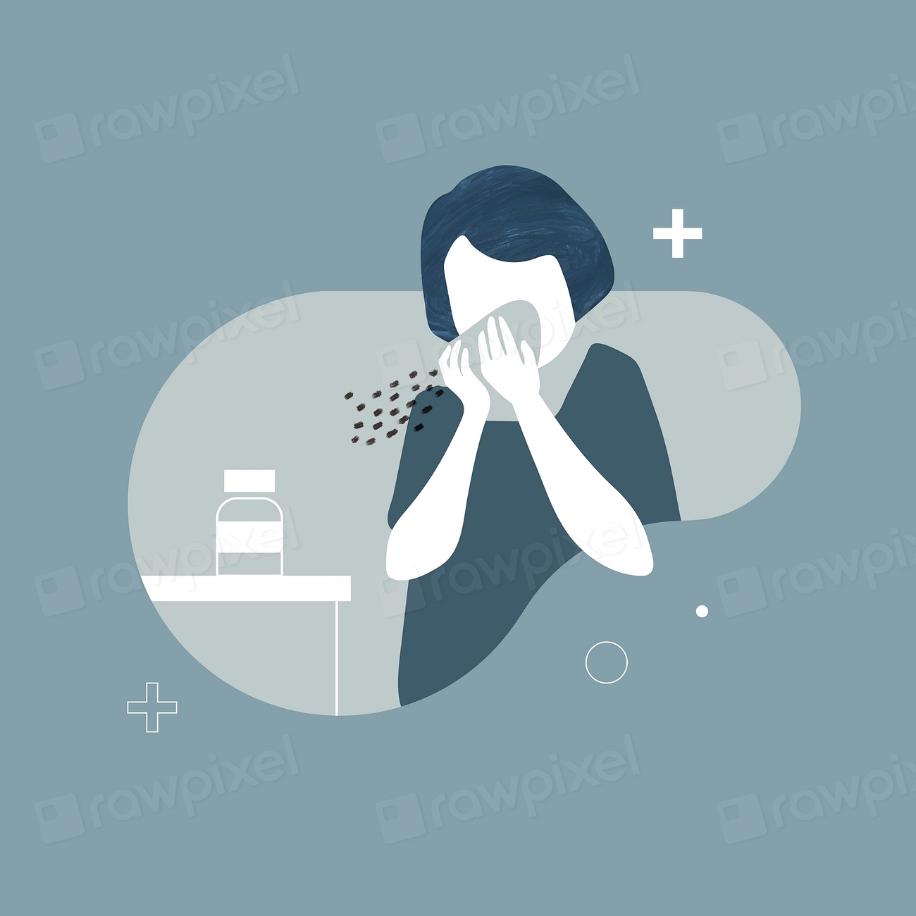 Coughing woman character vector | Free Vector Illustration - rawpixel