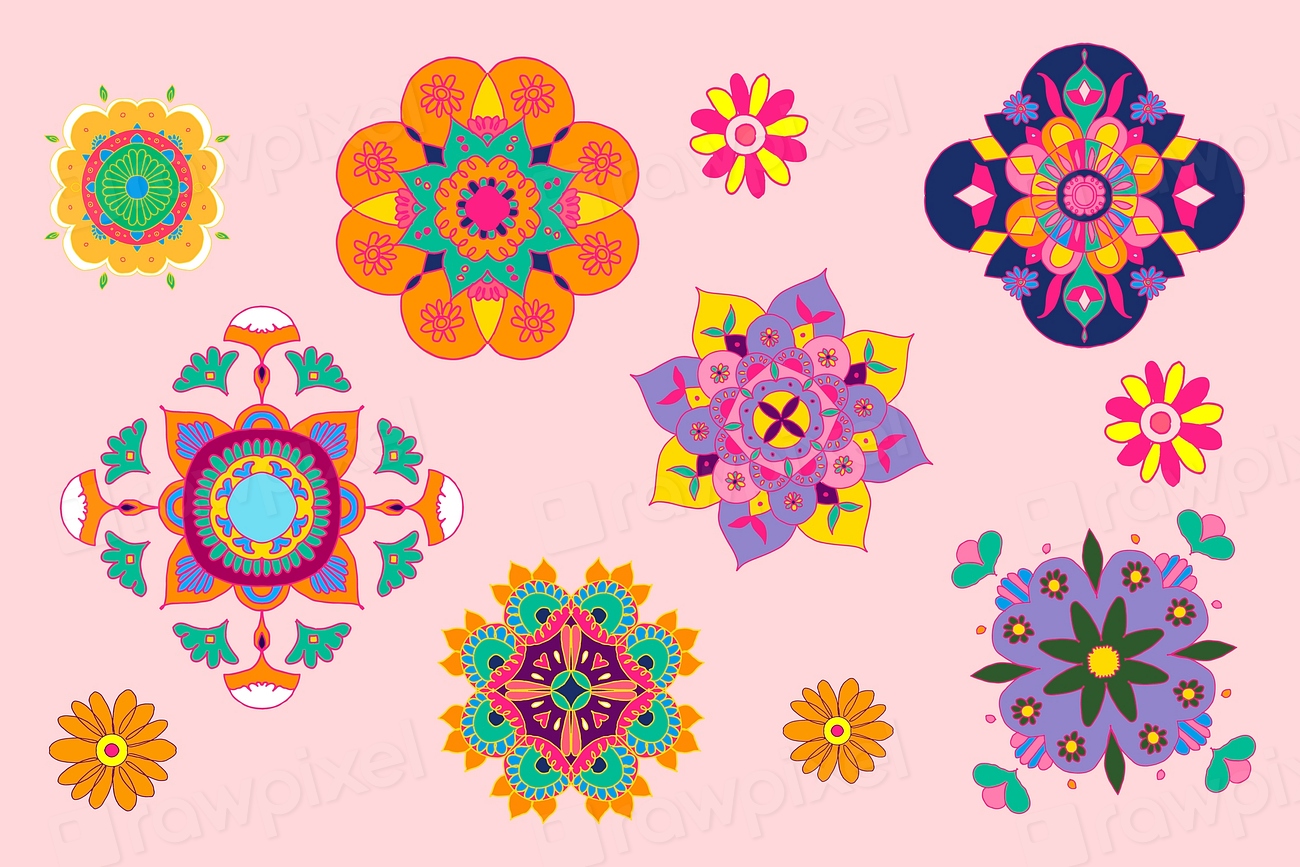 Vector Diwali Indian rangoli flower | Premium Vector - rawpixel