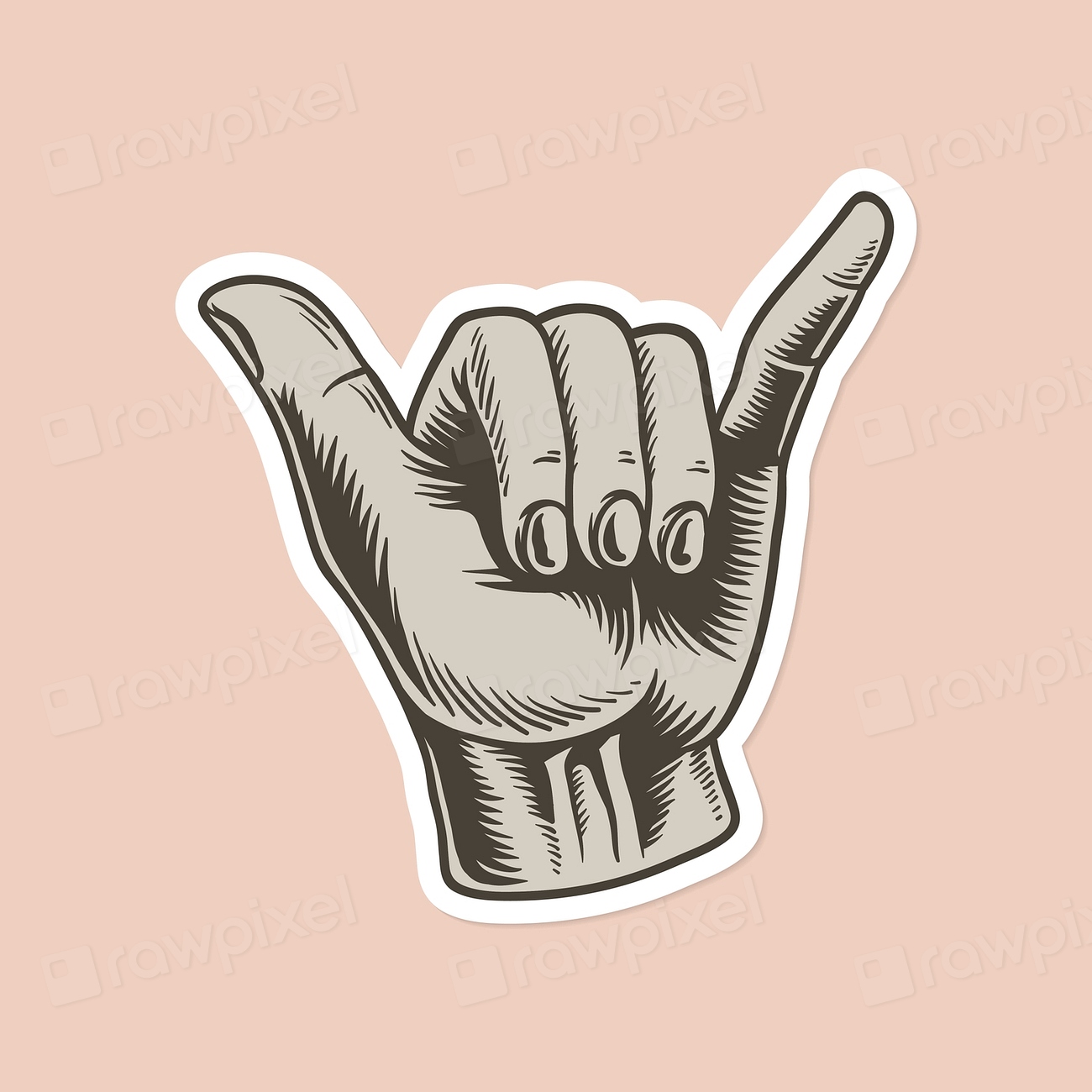Hand drawn shaka sign sticker | Premium Vector - rawpixel