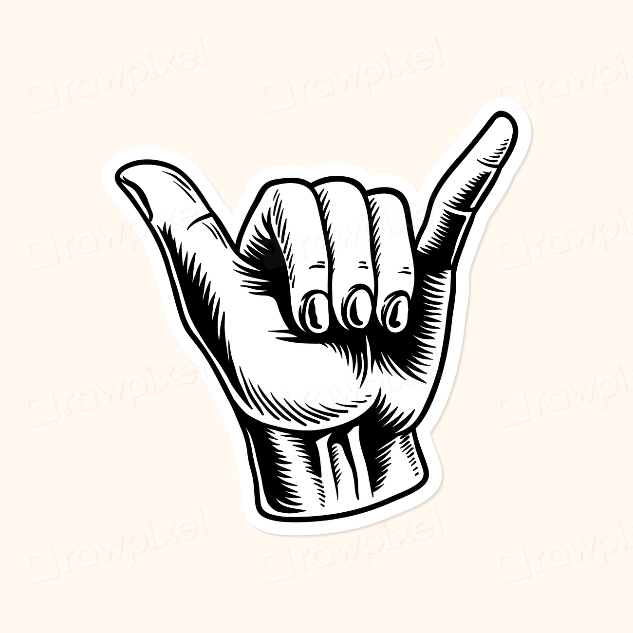 Hand drawn shaka sign sticker | Premium Vector - rawpixel