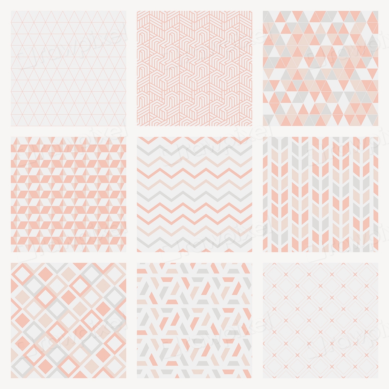 Pink geometric pattern background set | Premium Vector - rawpixel