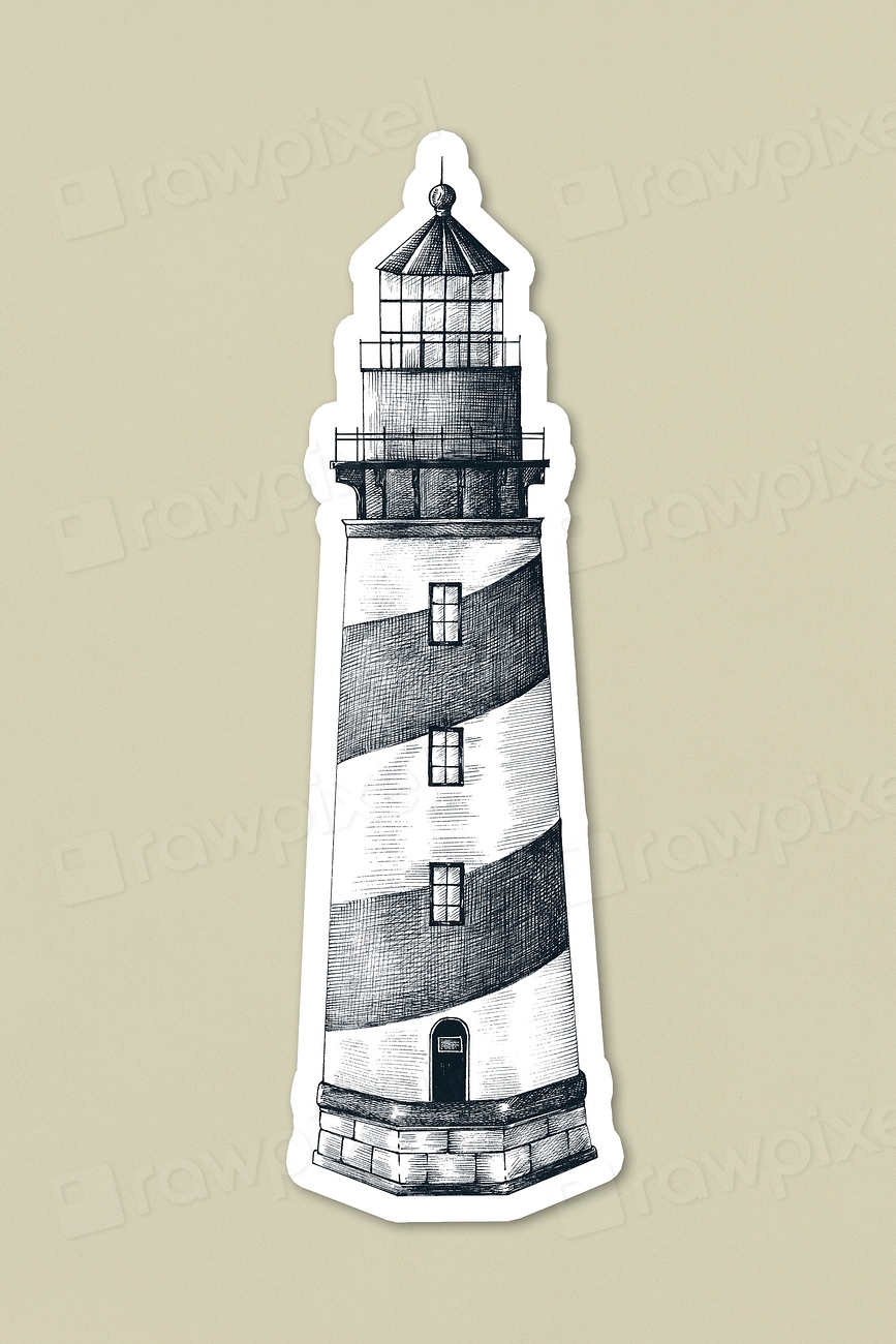 Hand drawn vintage lighthouse sticker | Premium PSD - rawpixel