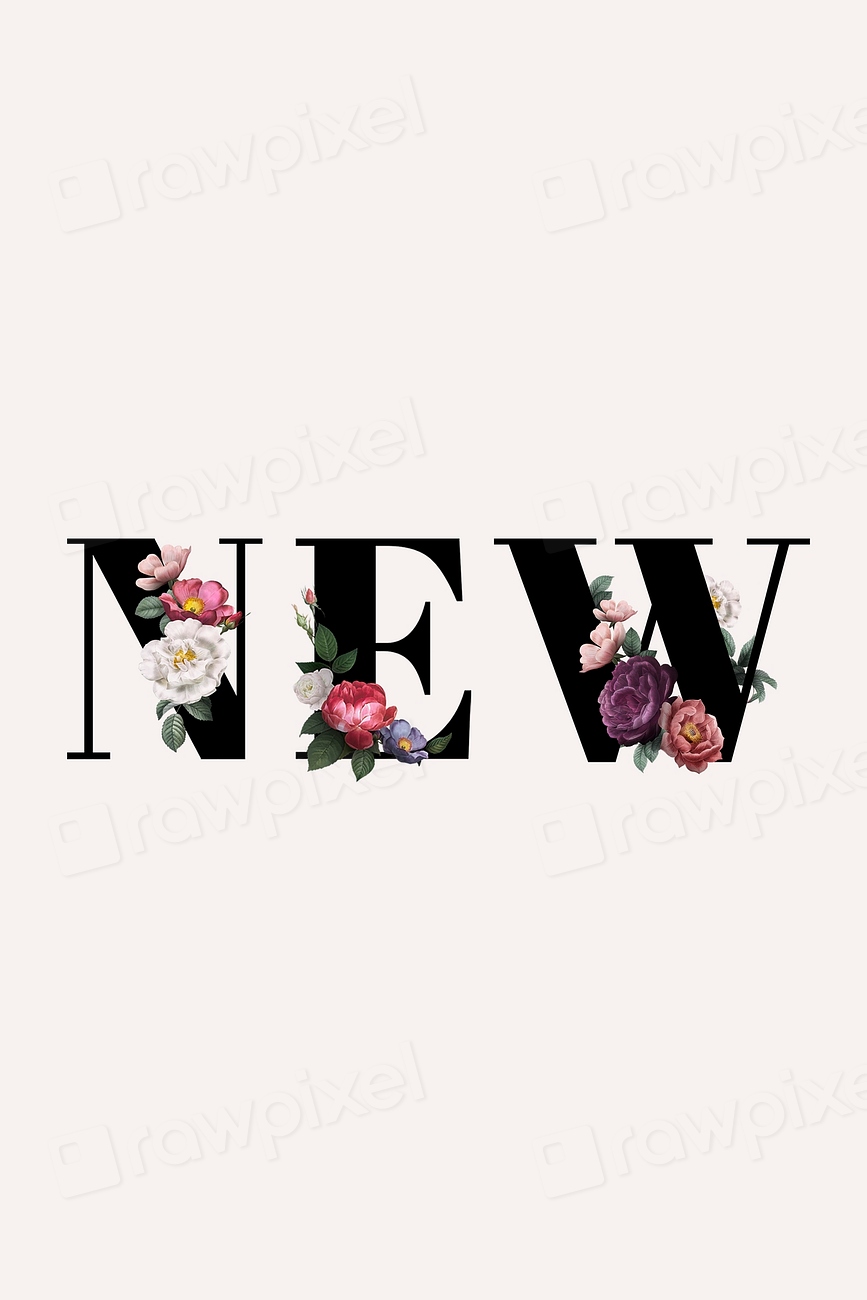 Floral new word typography beige | Free Photo - rawpixel