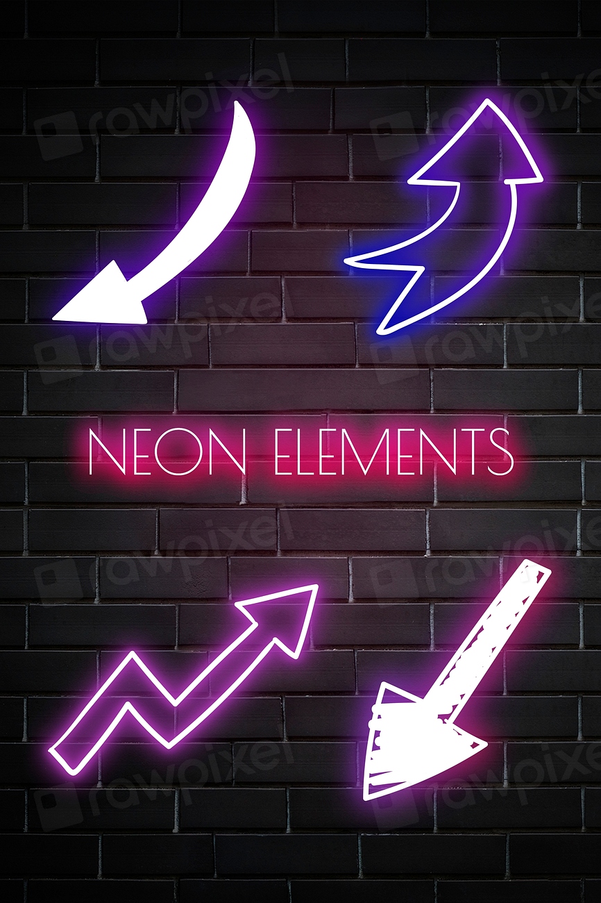 Neon arrows sign set brick | Premium PSD - rawpixel