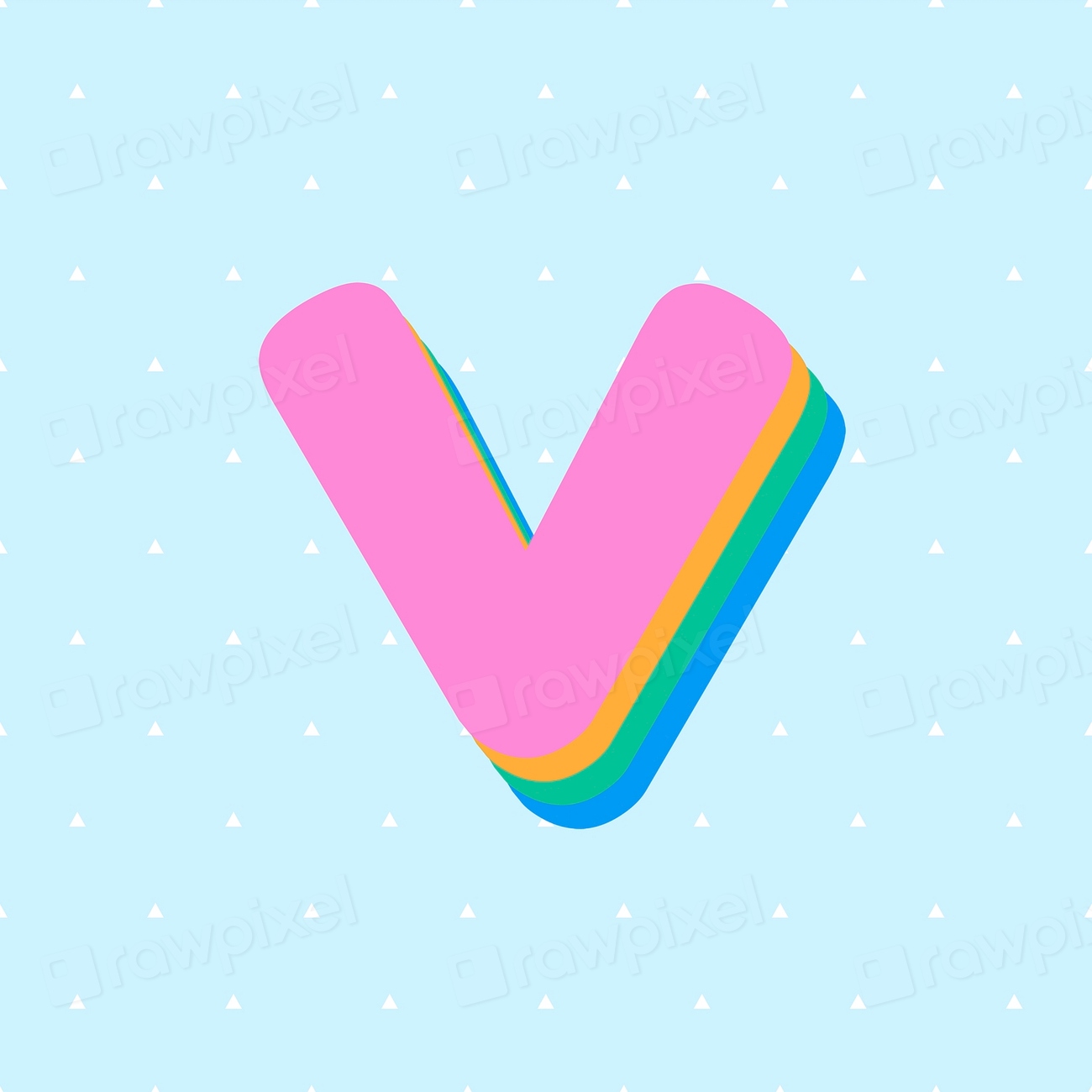 Letter v rounded font psd | Premium PSD - rawpixel