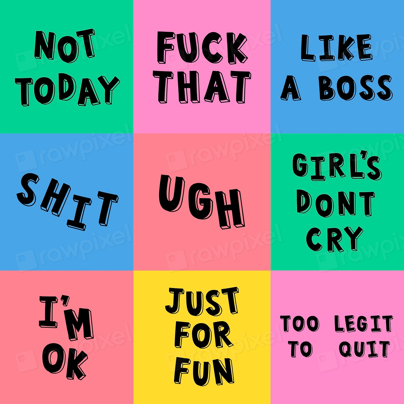 Trendy vector words typography set | Premium Vector - rawpixel