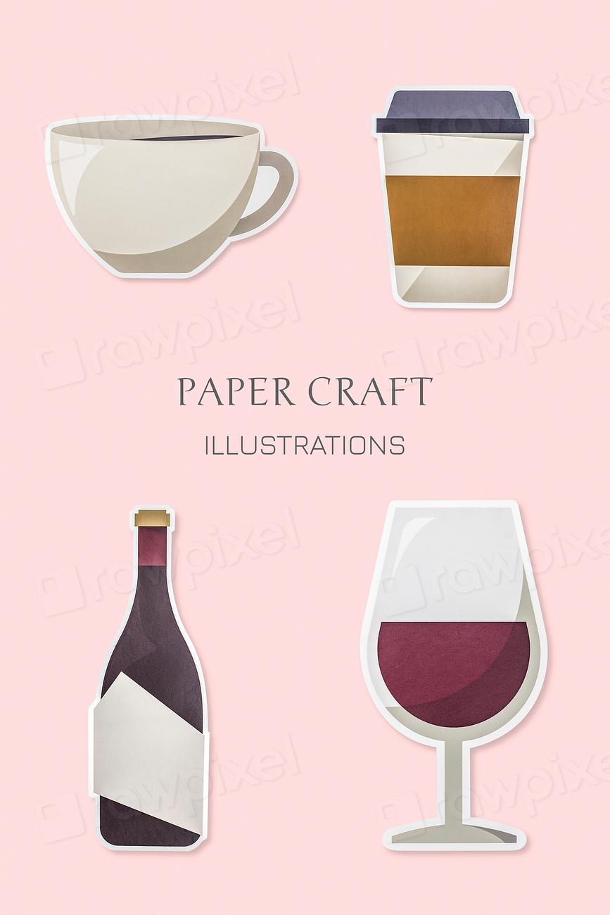 Mixed drinks paper craft illustration | Premium PSD - rawpixel