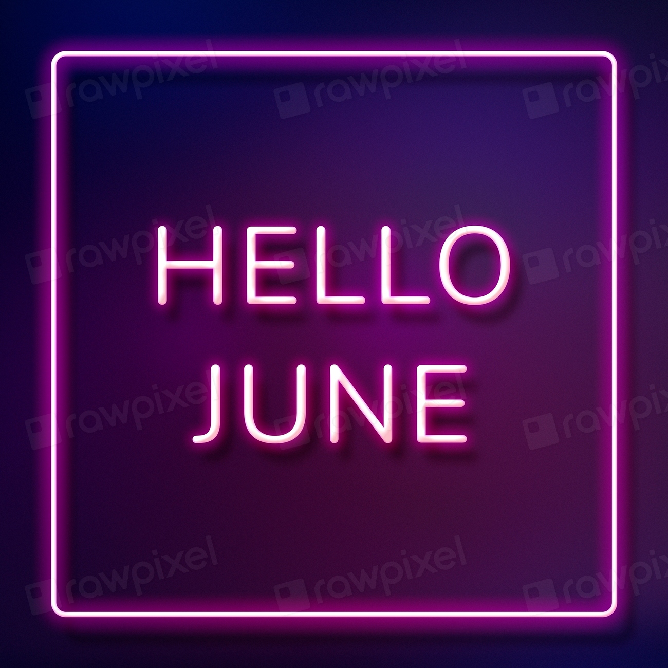 Neon Hello June text framed | Free Photo - rawpixel