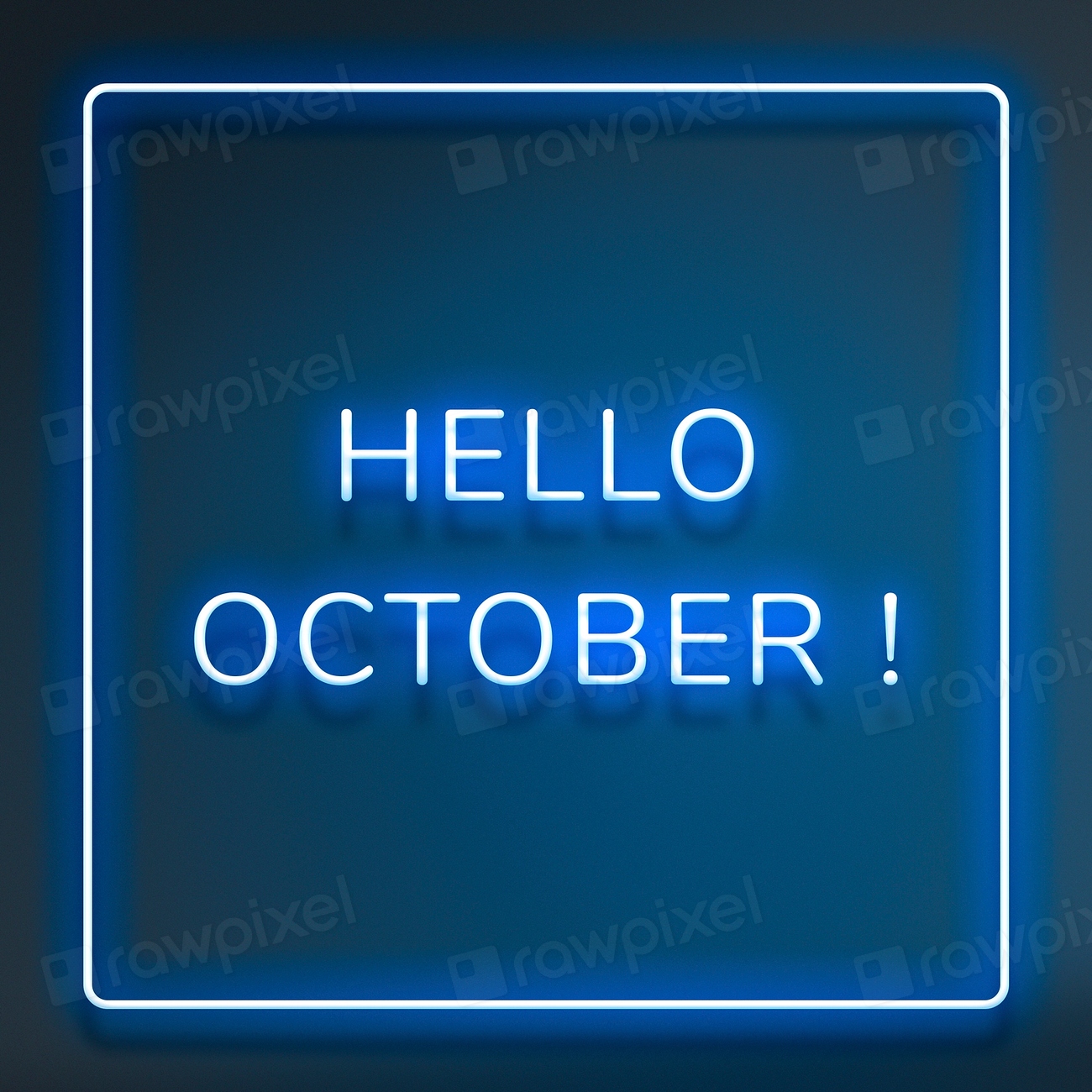 Neon Hello October! text framed | Free Photo - rawpixel