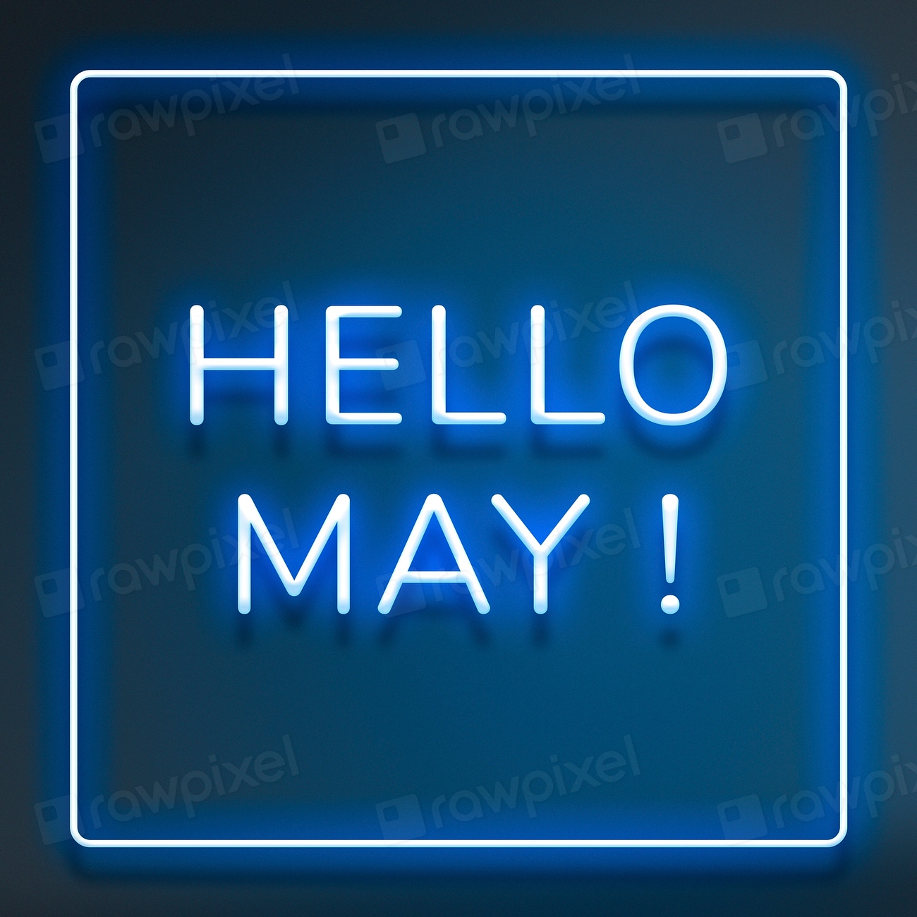 Hello May! frame neon border | Free Photo - rawpixel