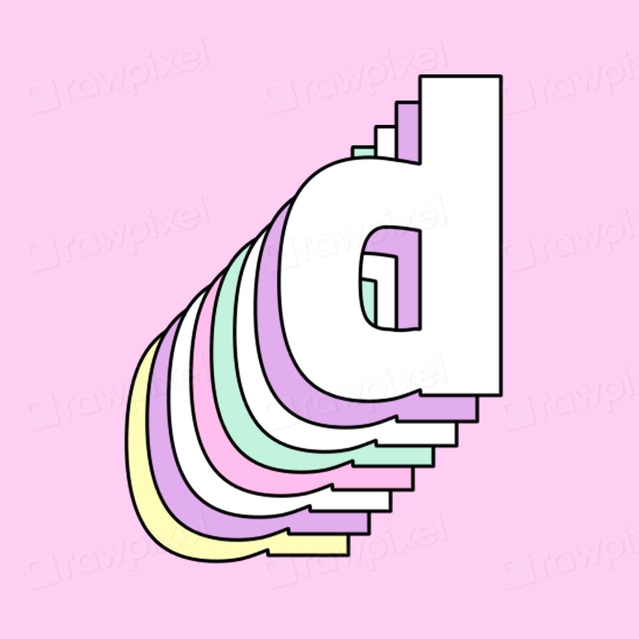Layered pastel letter d psd | Premium PSD - rawpixel