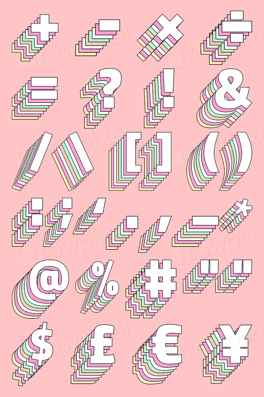 Layered symbol set psd pastel | Premium PSD - rawpixel