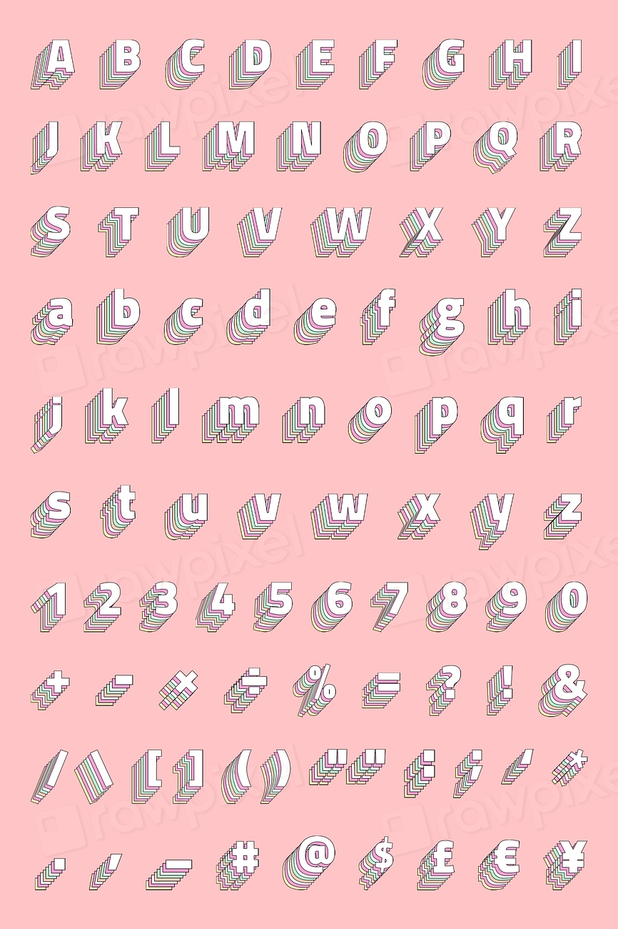 Layered Alphabet psd set pastel | Premium PSD - rawpixel