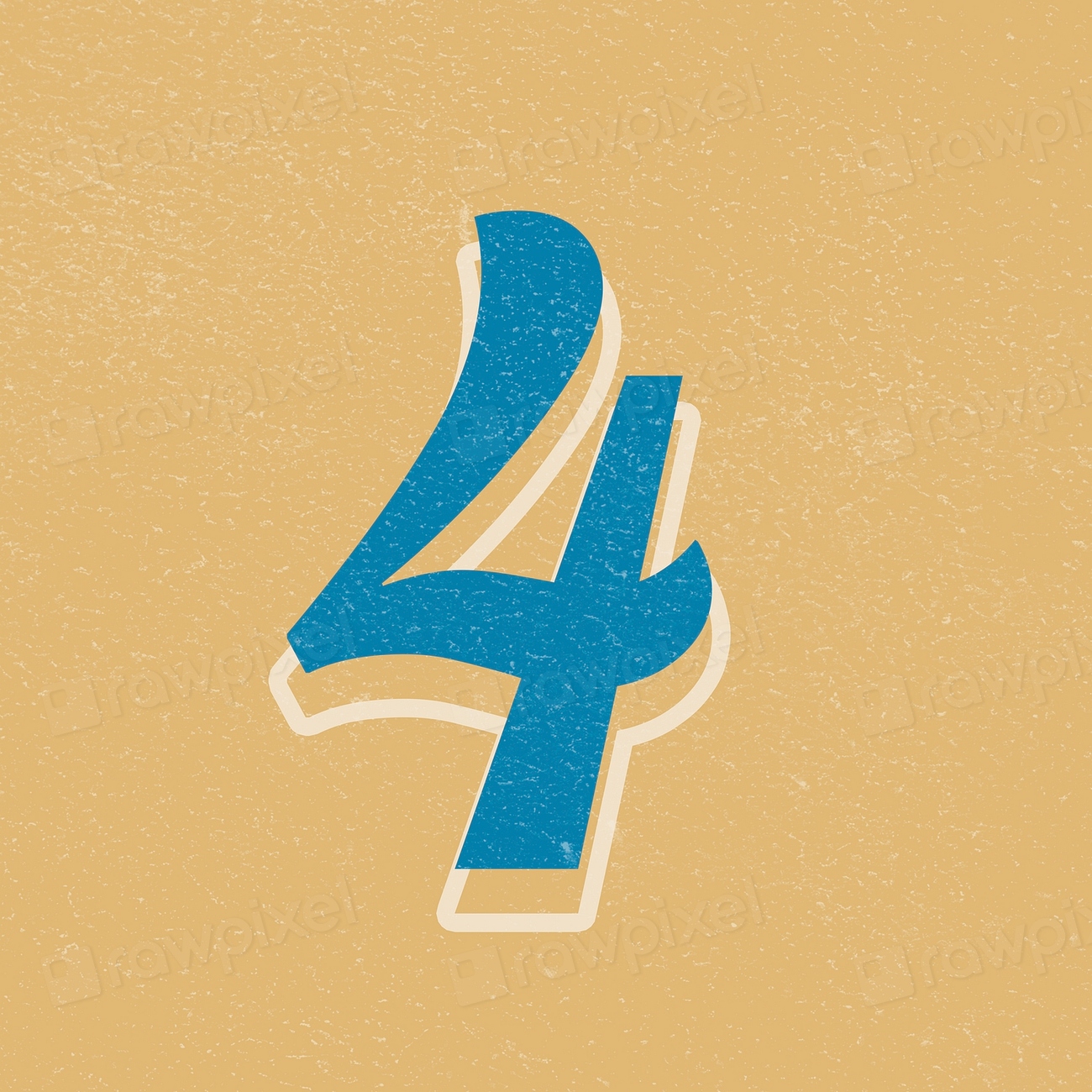 Psd number 4 bold retro | Premium PSD - rawpixel