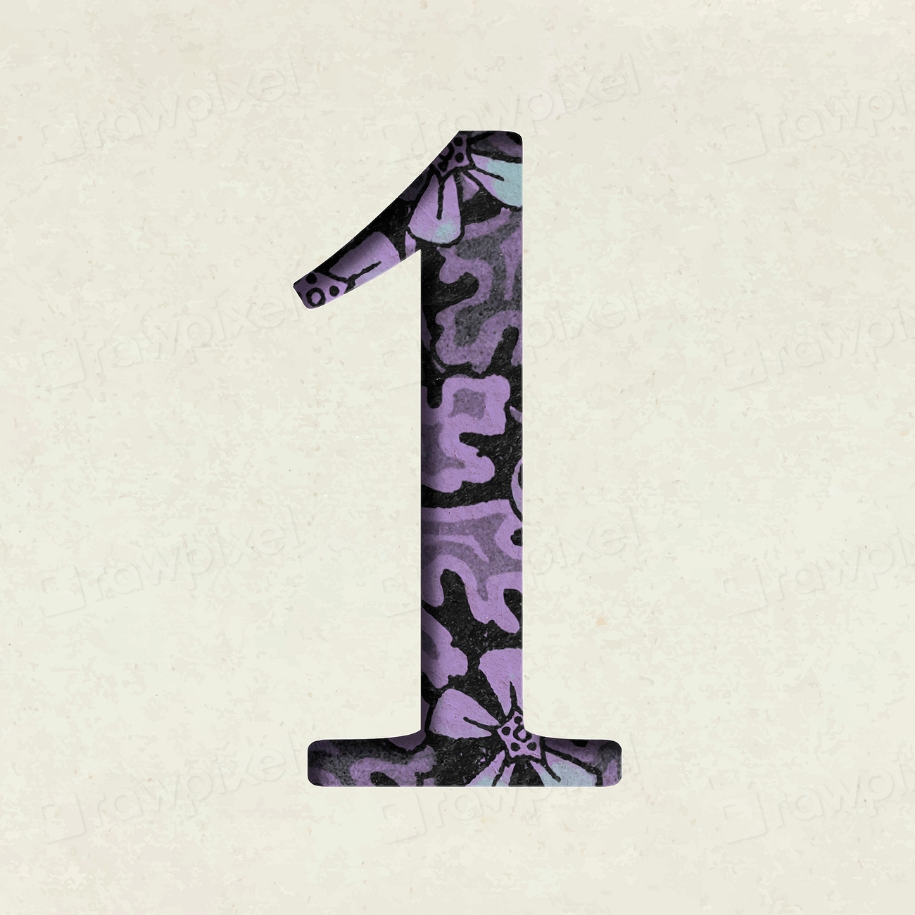 Vintage vector purple number one | Premium Vector - rawpixel