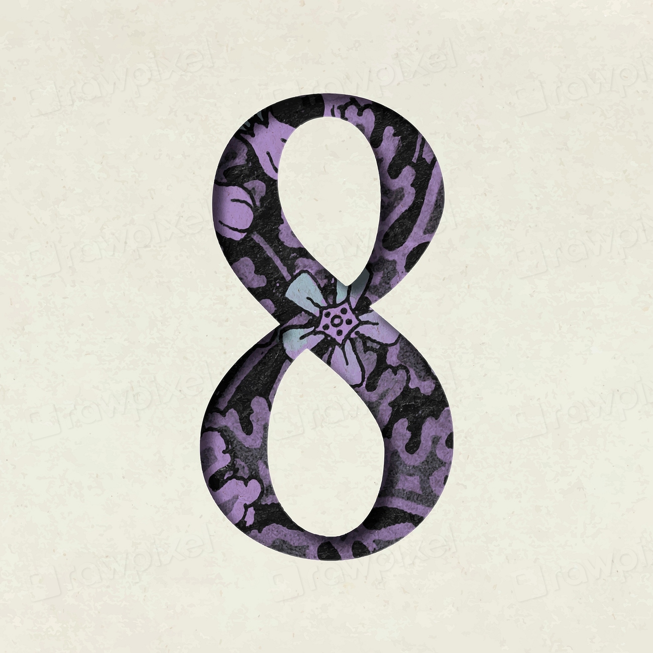 Vintage vector purple number eight | Free Vector - rawpixel