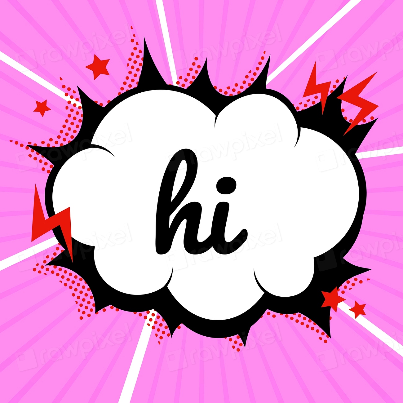 Hi word cartoon speech balloon | Free Photo - rawpixel