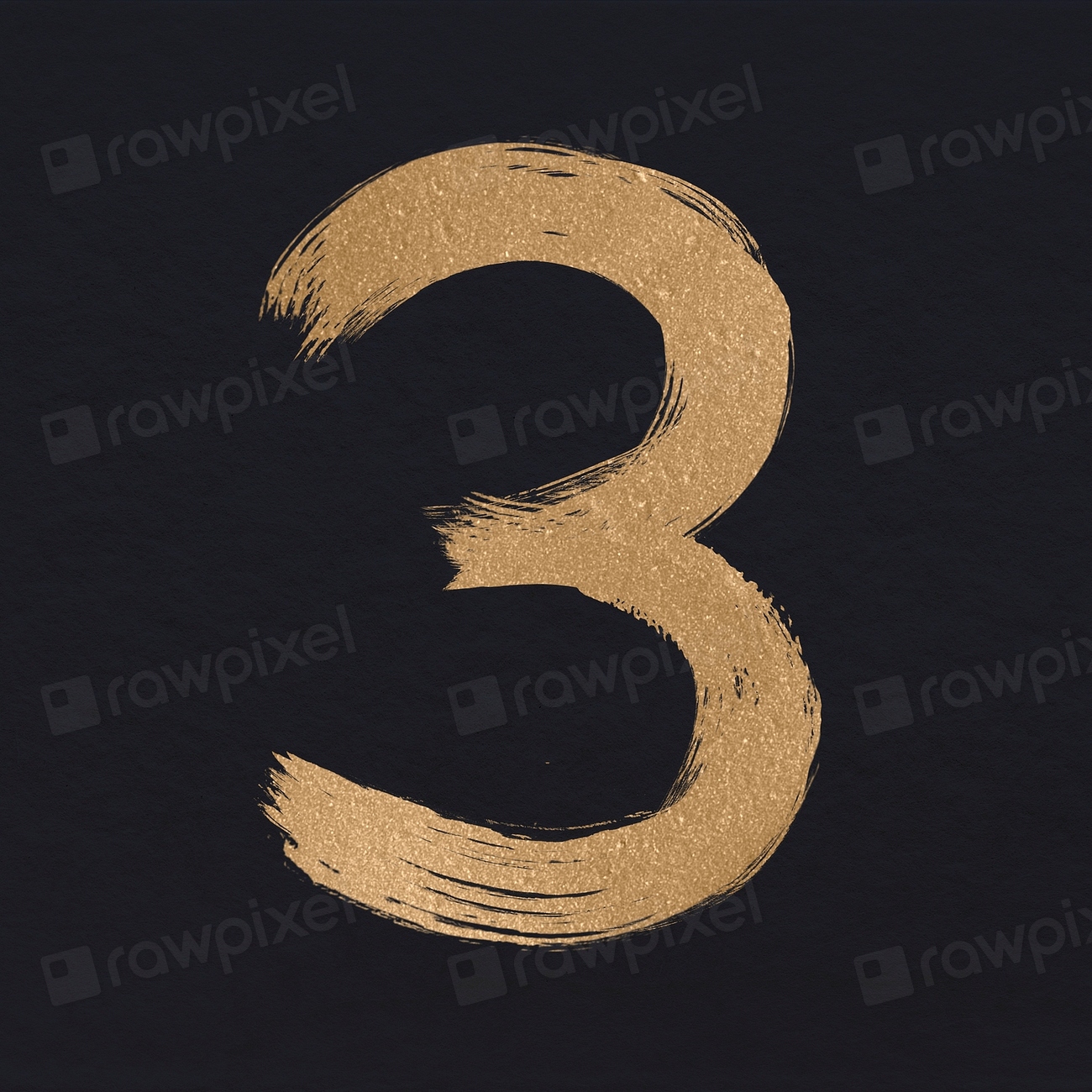 Brushed gold number 3 psd | Free PSD - rawpixel