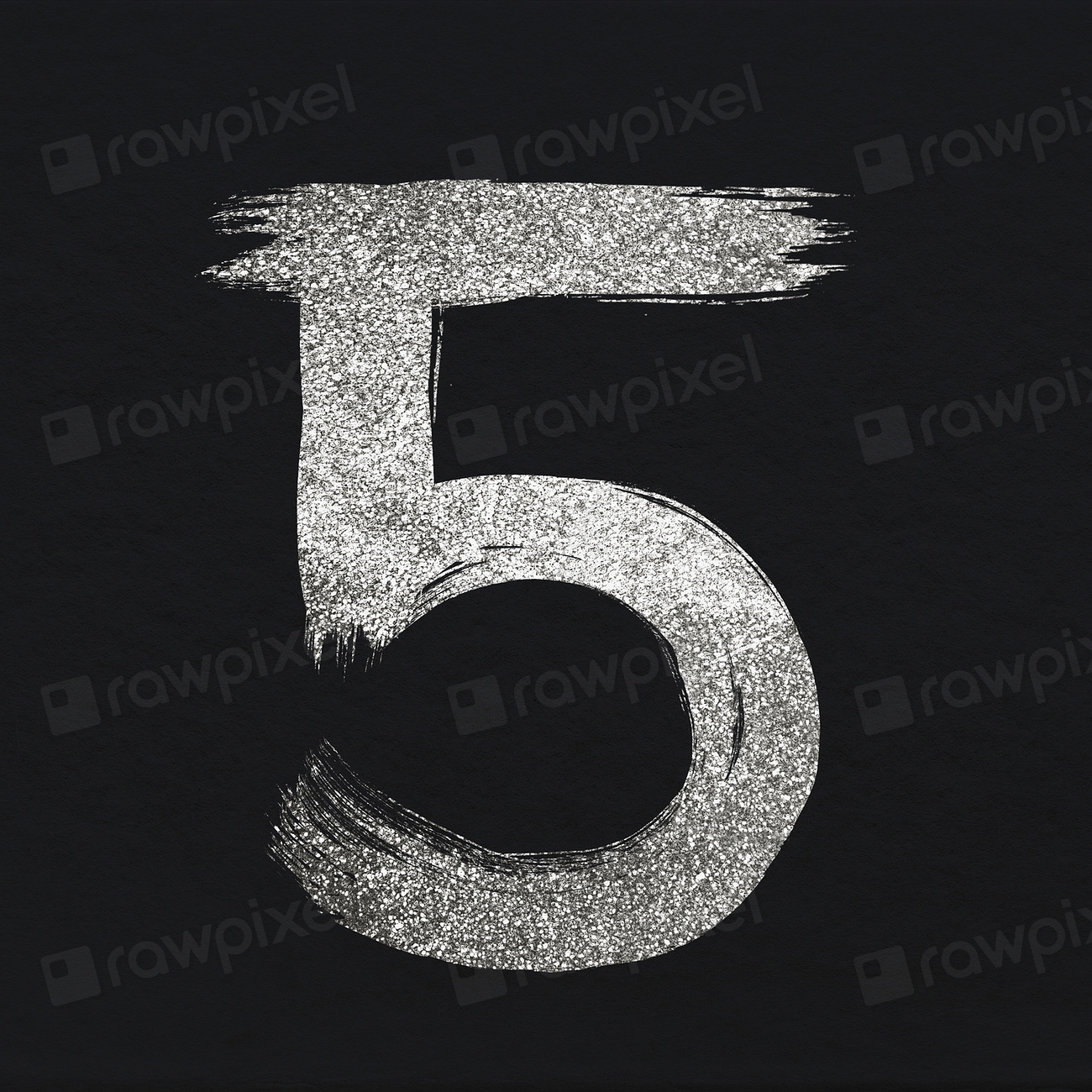 Silver glitter 5 number psd | Premium PSD - rawpixel