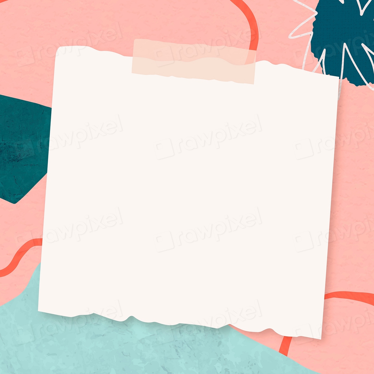 Paper note psd frame on Memphis | Free PSD - rawpixel