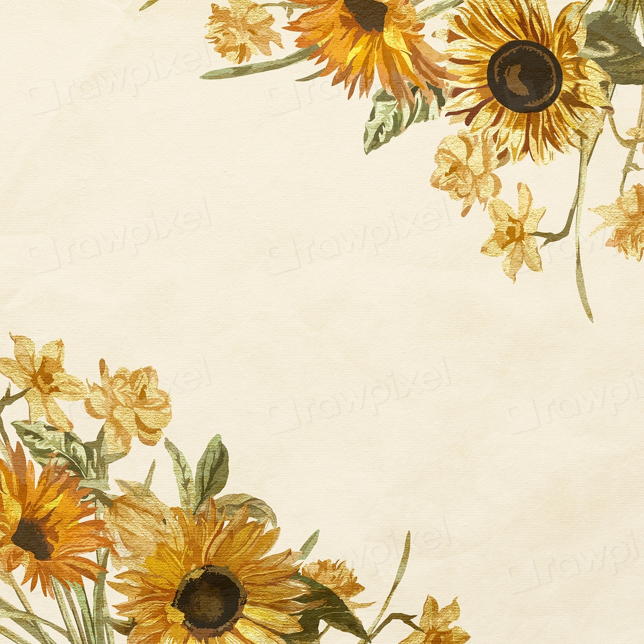 Floral yellow border with watercolor | Free Photo - rawpixel
