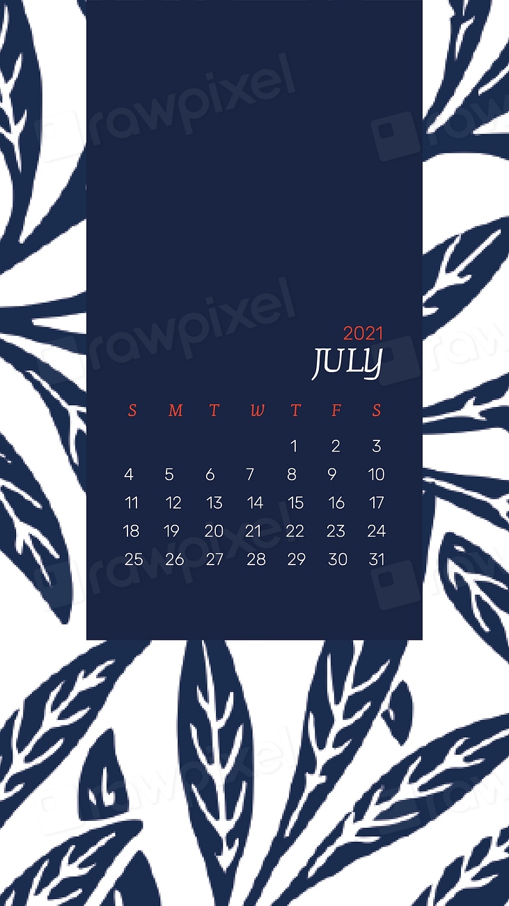 July 2021 printable calendar with blue | Free Photo - rawpixel